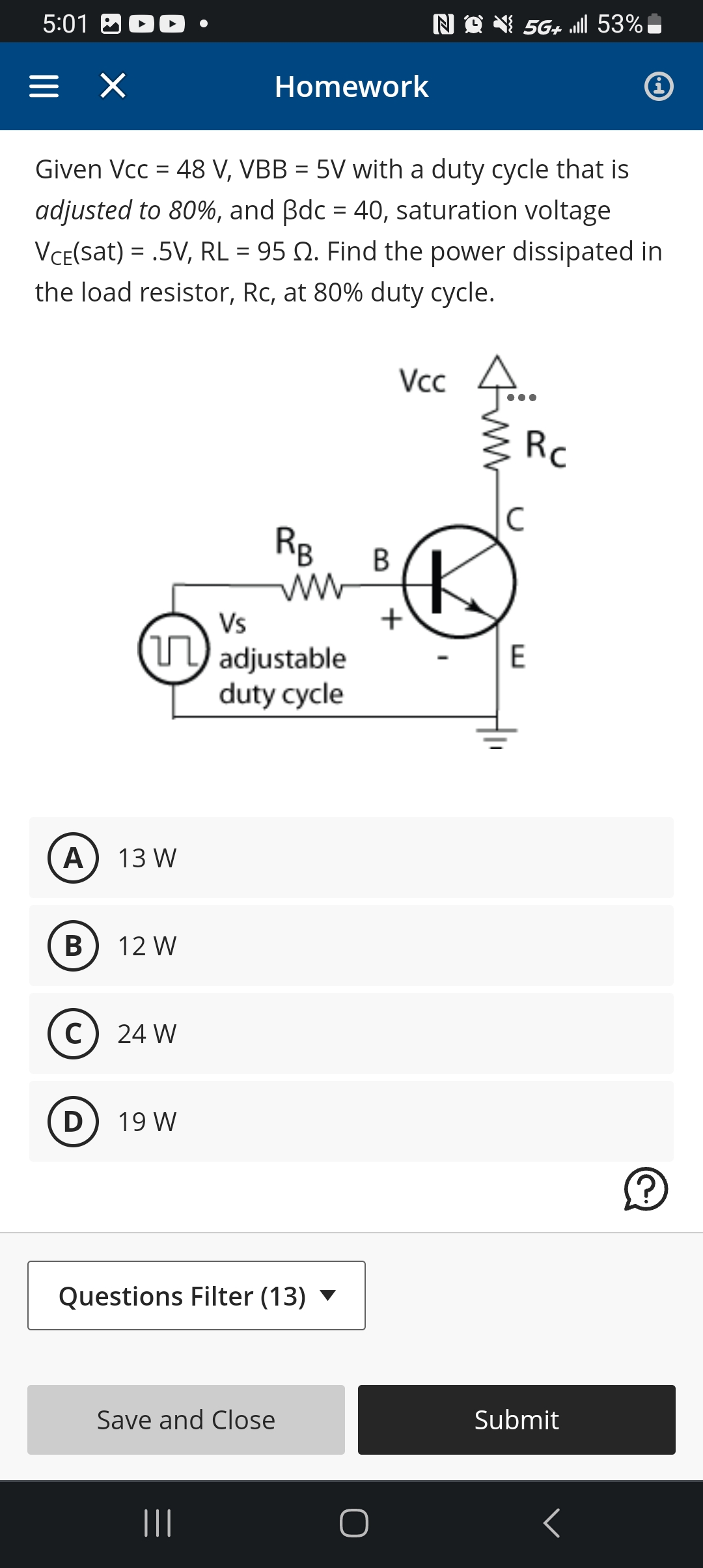 Solved Given Vcc =48 V,VBB=5 V with a duty cycle that is | Chegg.com