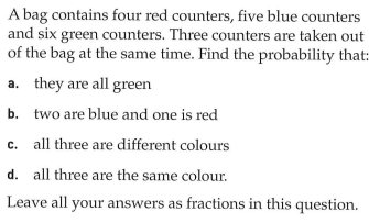 Solved A bag contains four red counters, five blue counters | Chegg.com