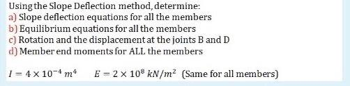 Using the Slope Deflection method, determine: a) | Chegg.com