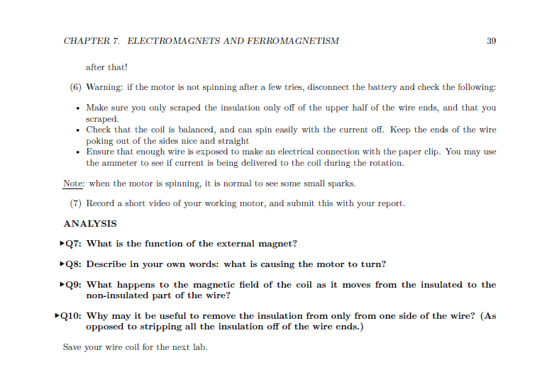 Solved PART 3: A SIMPLE MOTOR PROCEDURE Here you will use | Chegg.com