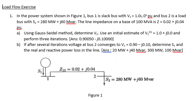Solved Load Flow Exercise 1. In the power system shown in | Chegg.com
