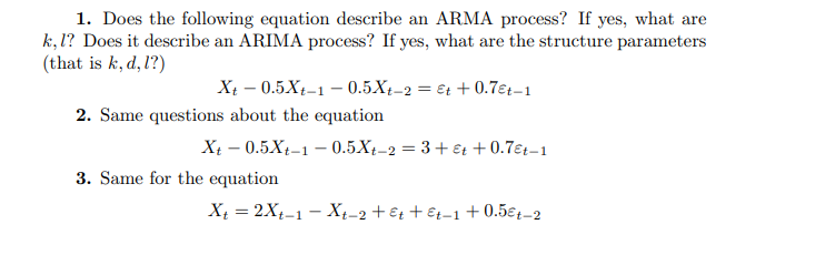 1. Does the following equation describe an ARMA | Chegg.com