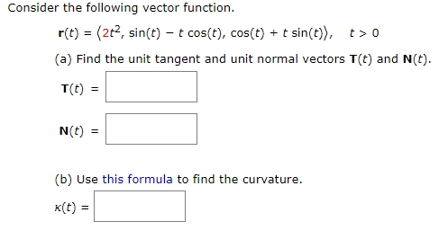 Solved Consider the following vector function r(t) (2t2, | Chegg.com