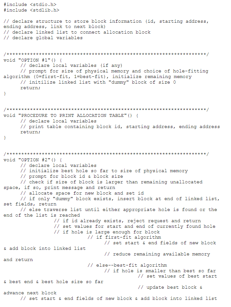 Solved Objective: To simulate memory allocation with | Chegg.com
