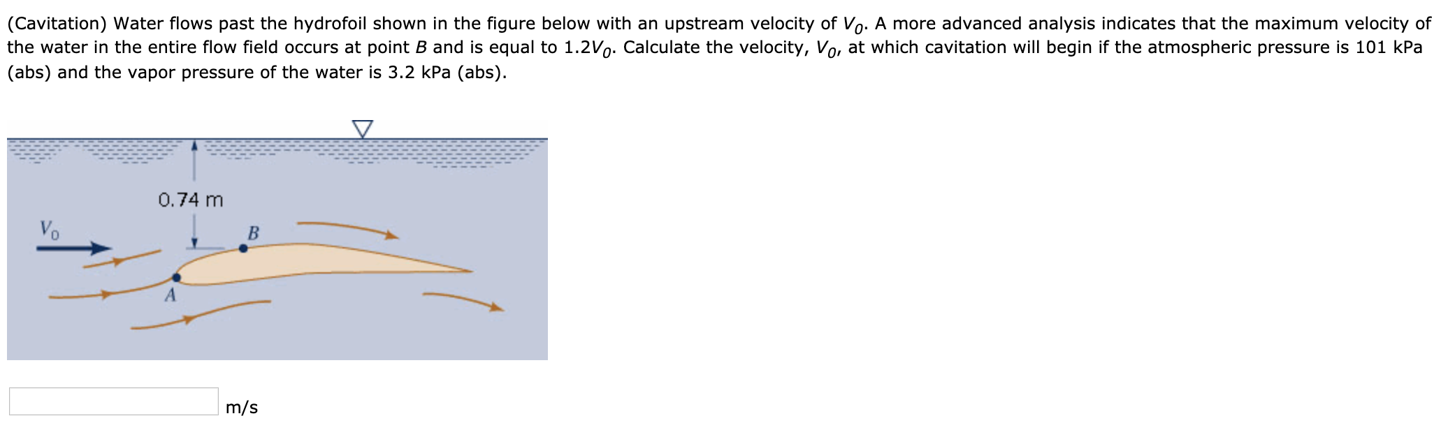 Solved (Cavitation) Water flows past the hydrofoil shown in | Chegg.com Solved (Cavitation) Water flows past the hydrofoil shown in | Chegg.com