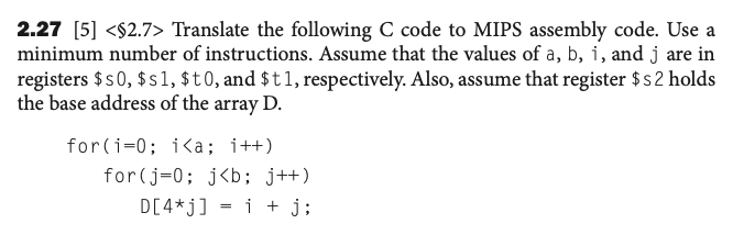 Solved 2.4 [5] For the MIPS assembly instructions below, | Chegg.com