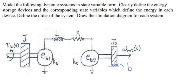 Model the following dynamic systems in state variable | Chegg.com