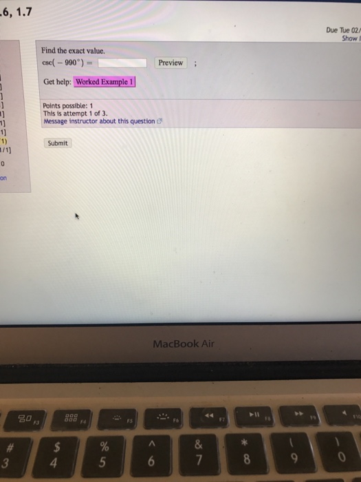 Solved Find the exact value. csc(-990 degree) =; | Chegg.com