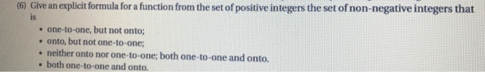Solved Give an explicit formula for a function from the set | Chegg.com