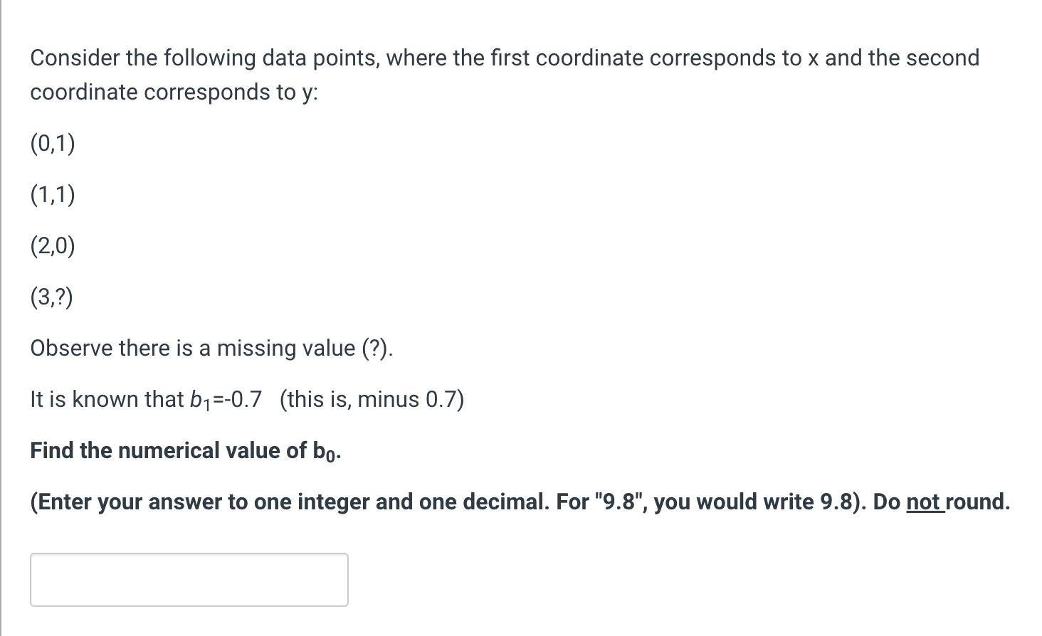 Solved Consider the following data points, where the first | Chegg.com
