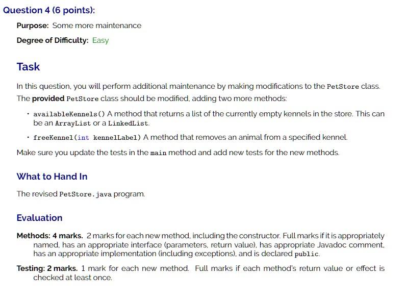 Solved uestion 4 (6 points): Purpose: Some more maintenance | Chegg.com