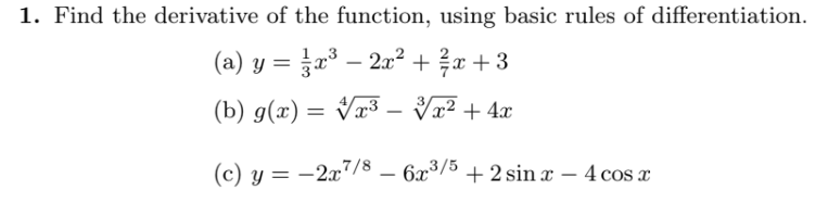 Solved Find the derivative of the function, using basic | Chegg.com