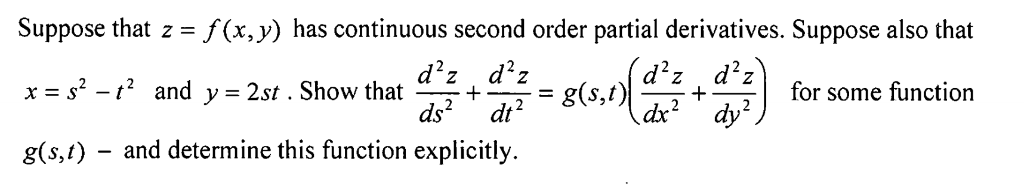 Solved Suppose that z = f(x,y) has continuous second order | Chegg.com