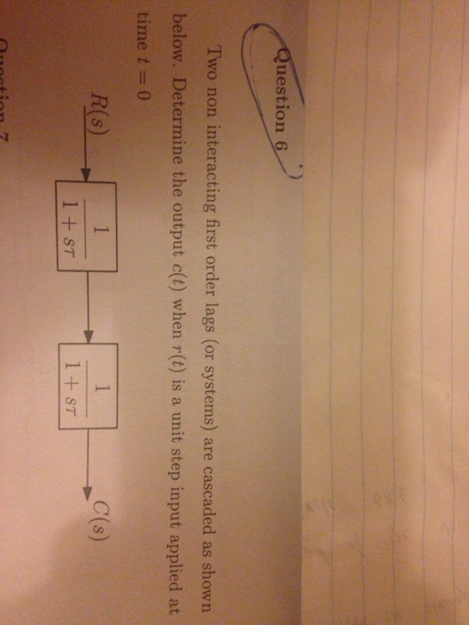 Solved Two non interacting first order lags (or systems) are | Chegg.com