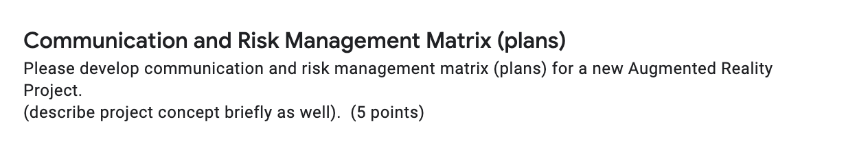 Solved Communication and Risk Management Matrix (plans) | Chegg.com