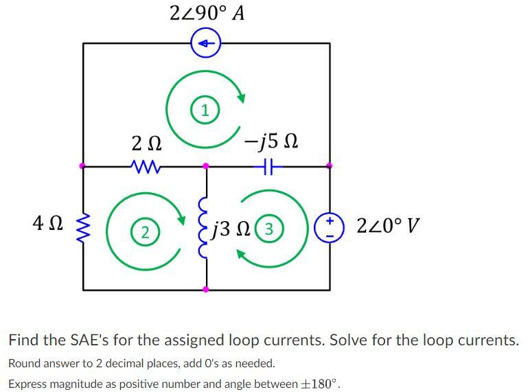 Solved Find the SAE's for the assigned loop currents. Solve | Chegg.com