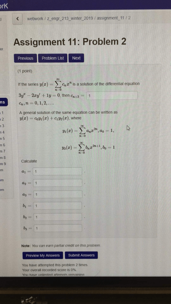 Solved ork webwork / z engr 213_winter_2019 / assignment 11 | Chegg.com