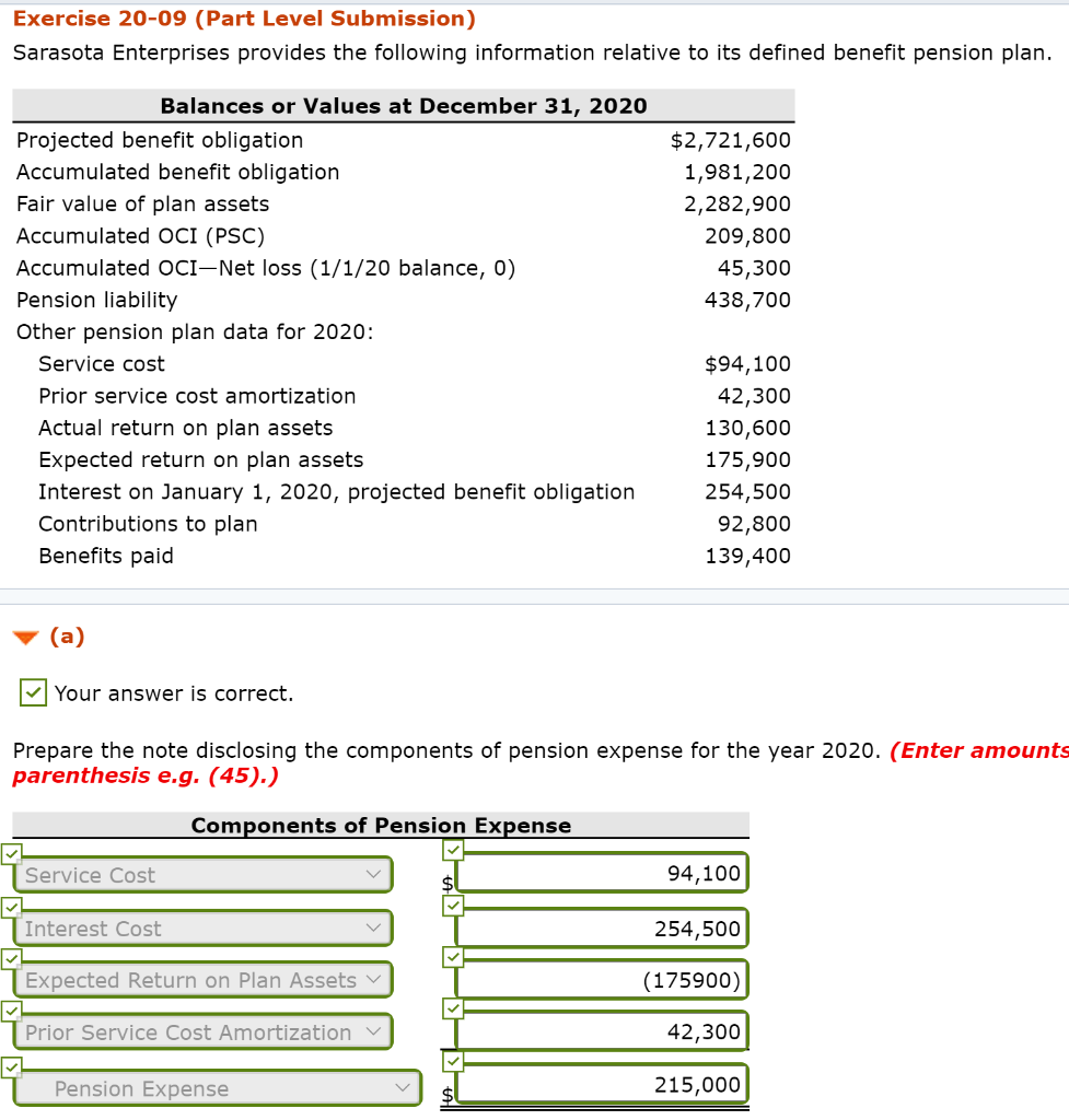 Solved Exercise 20-09 (Part Level Submission) Sarasota | Chegg.com