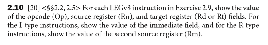 Solved 2.10 [20]〈SS2.2, 2.5〉 For each LEGv8 instruction in | Chegg.com