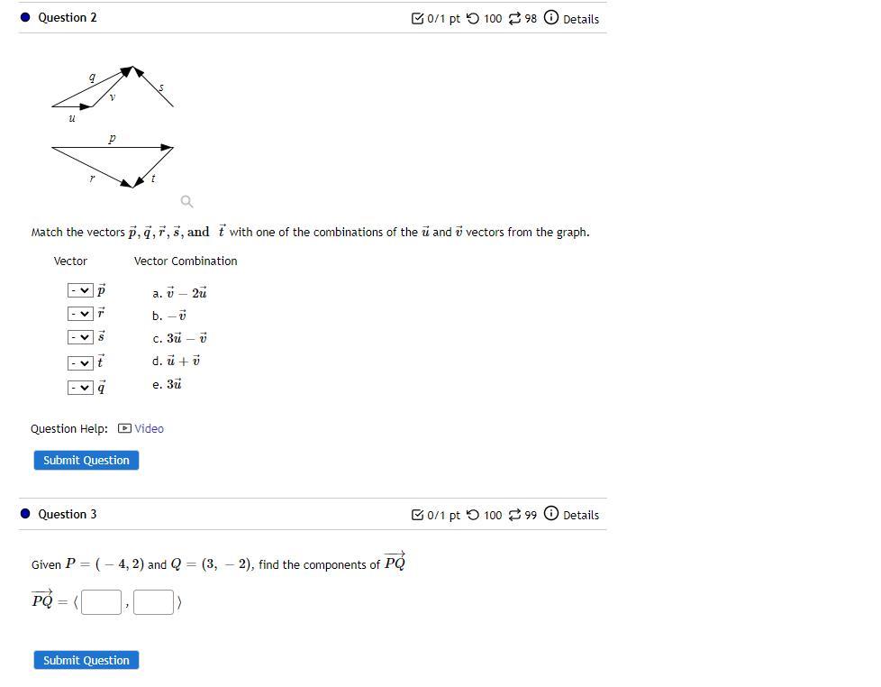 Solved Match the vectors p,q,r,s, and t with one of the | Chegg.com