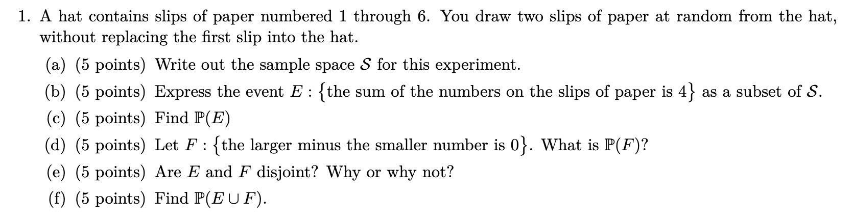 Solved need help with statistics questionA hat contains | Chegg.com