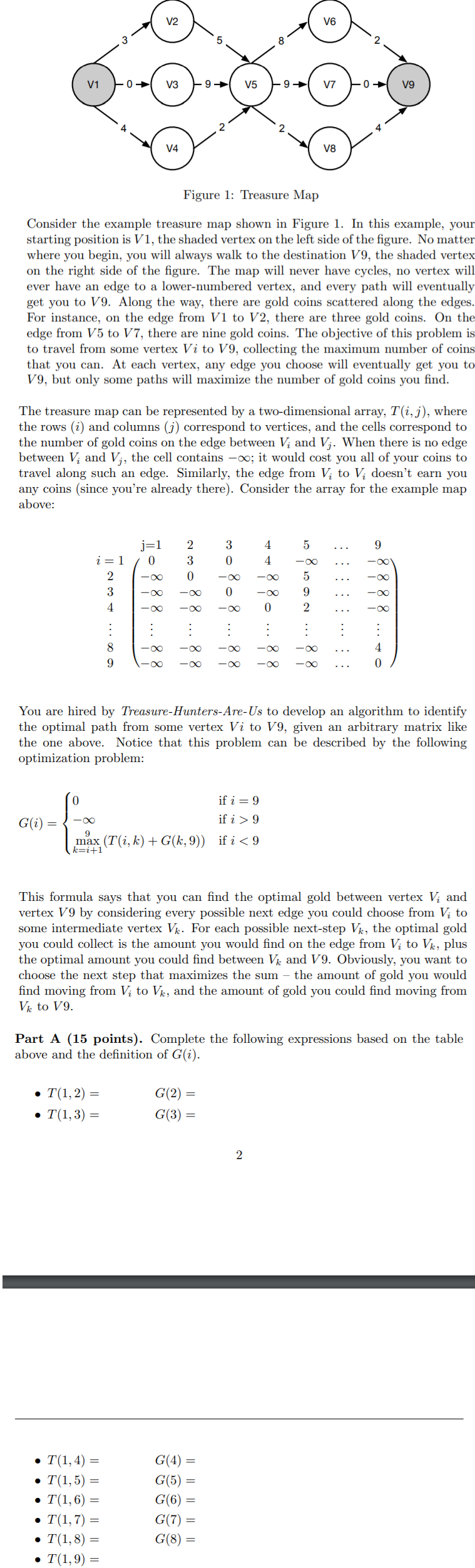 Solved V2 V1. 0 V3 9 V5 9 V7 0 V9 14 V8 Figure 1: Treasure | Chegg.com