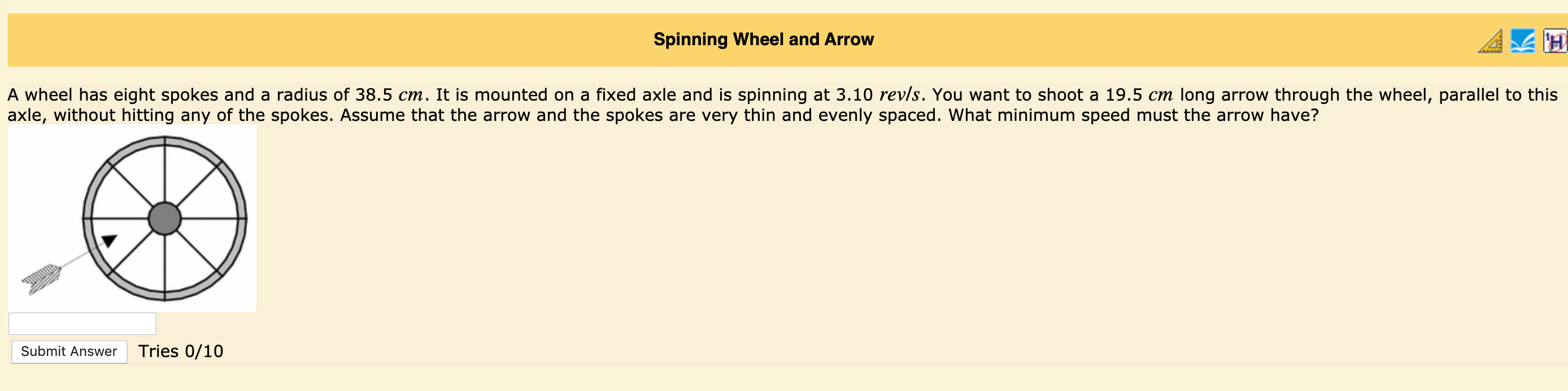 Solved Spinning Wheel and Arrow A wheel has eight spokes and | Chegg.com