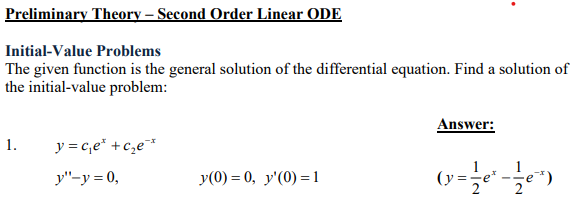 Solved Preliminary Theory - Second Order Linear ODE | Chegg.com