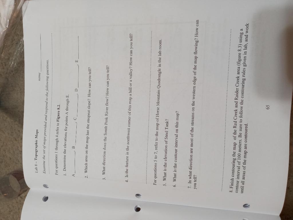 Lab 8 - Topographic Maps name Examine the set of maps | Chegg.com