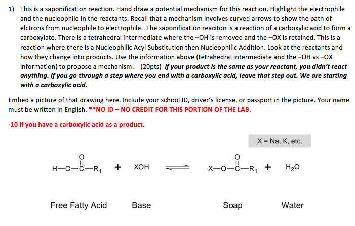 Solved 1) This is a saponification reaction. Hand draw a | Chegg.com