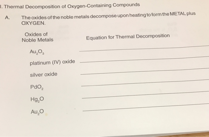 Solved . Thermal Decomposition of Oxygen-Containing | Chegg.com