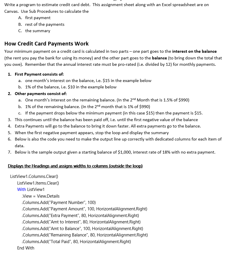 Solved Write a program to estimate credit card debt. This | Chegg.com