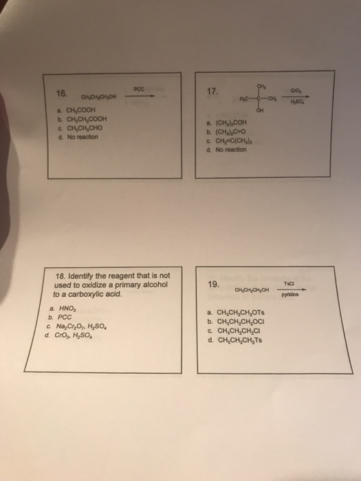 Solved ??? Cro, Hso, a CH,COOH a. (CH- COH C. CH,CHCHO d. No | Chegg.com