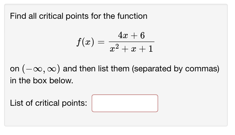 Solved Find all critical points for the function | Chegg.com
