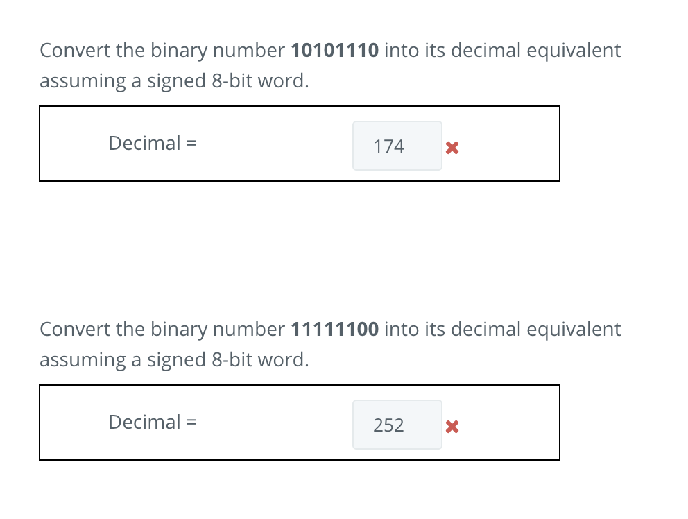 Solved Convert the binary number 10101110 into its decimal | Chegg.com