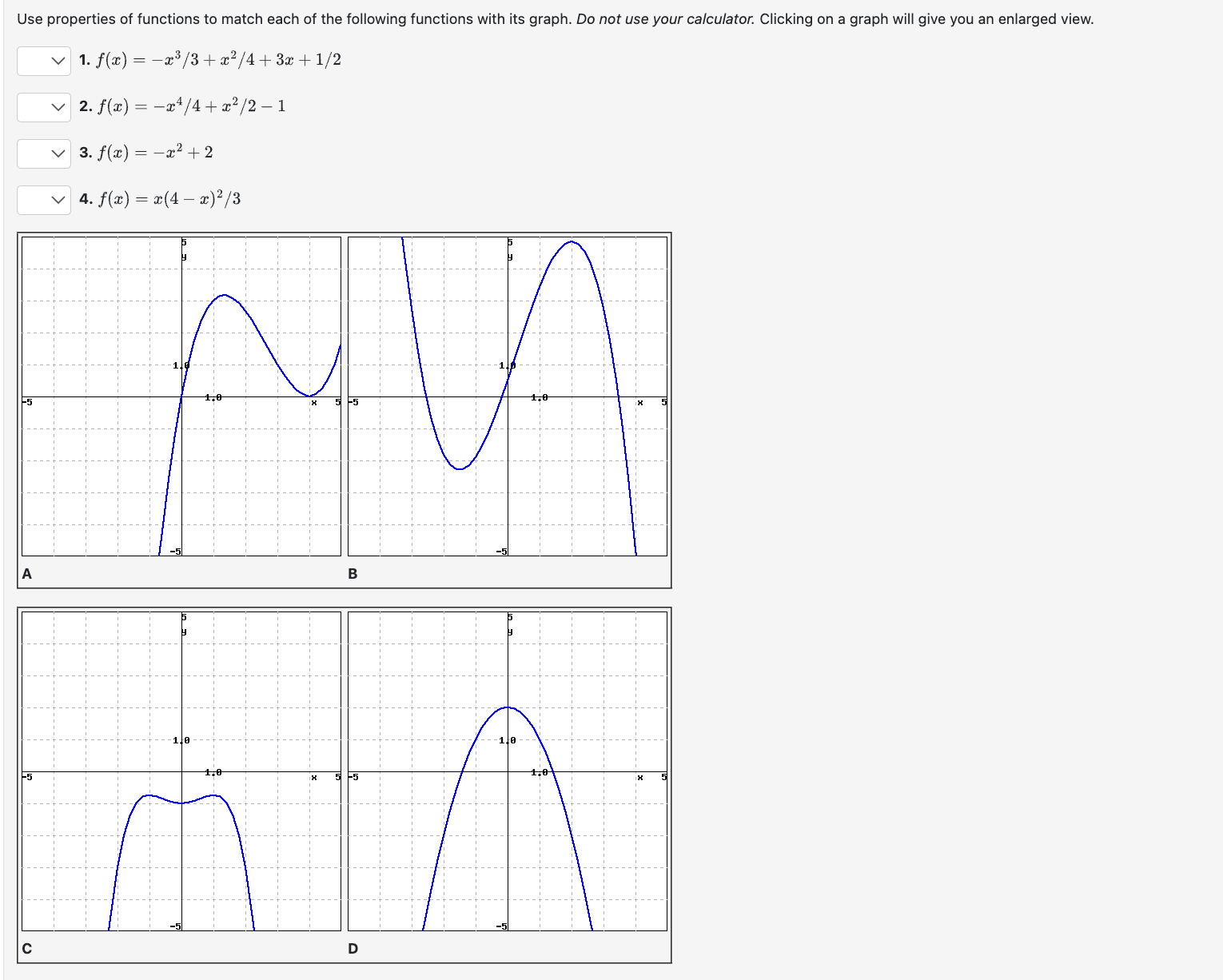 Solved Use properties of ﻿functions to ﻿match each of ﻿the | Chegg.com
