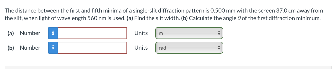 Solved The distance between the first and fifth minima of a | Chegg.com