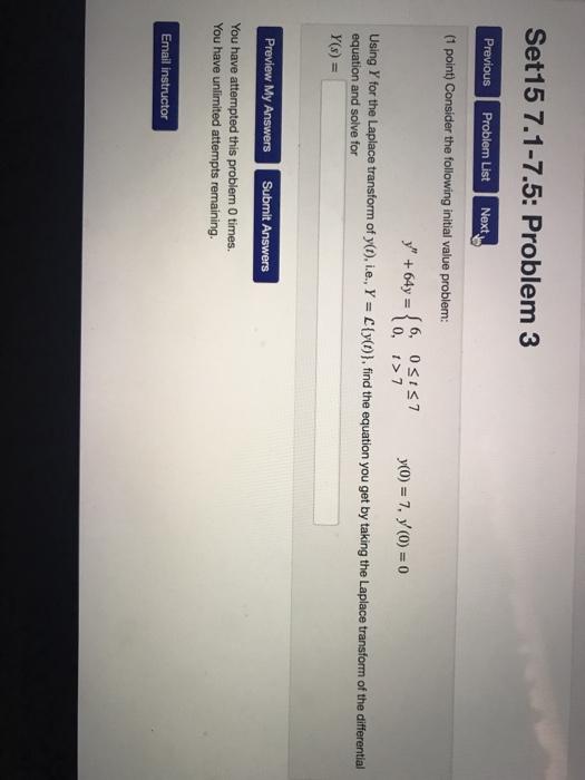 Solved Previous Prob Problem List Next (1 point) a. Set up | Chegg.com