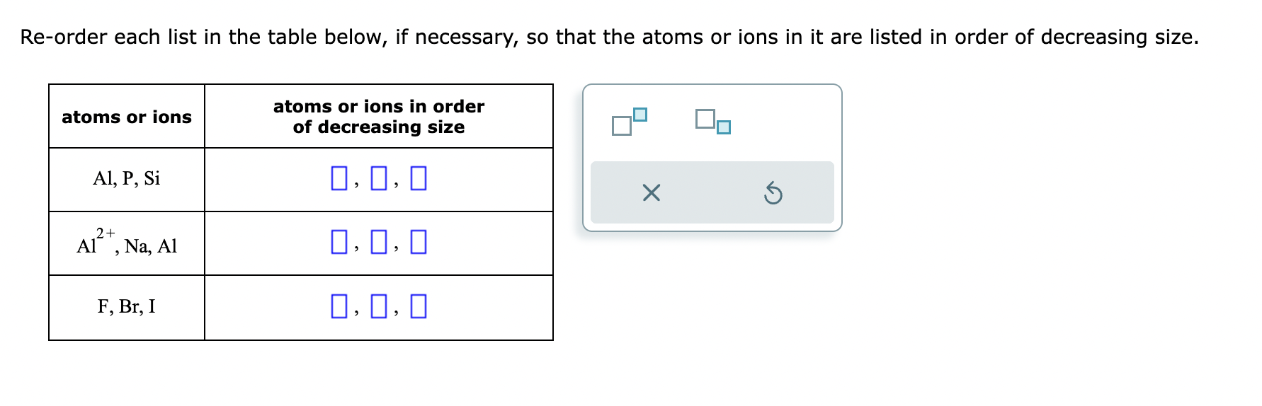 Solved Re-order each list in the table below, if necessary, | Chegg.com