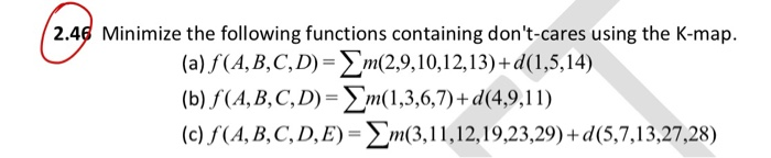 Solved 2.46 Minimize the following functions containing | Chegg.com