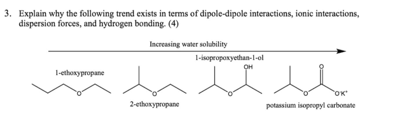 Solved 3. Explain why the following trend exists in terms of | Chegg.com