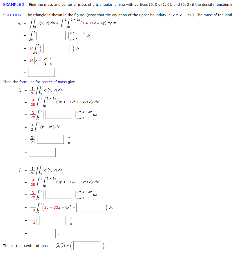 Solved EXAMPLE 2 Find the mass and center of mass of a | Chegg.com