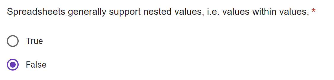 Solved Spreadsheets Generally Support Nested Values Ie 