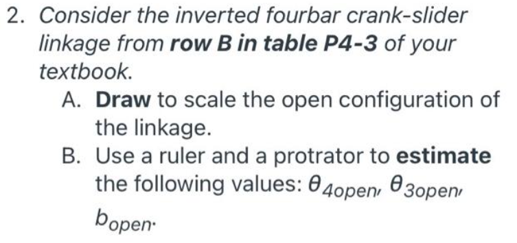 Solved 2. Consider the inverted fourbar crank-slider linkage | Chegg.com