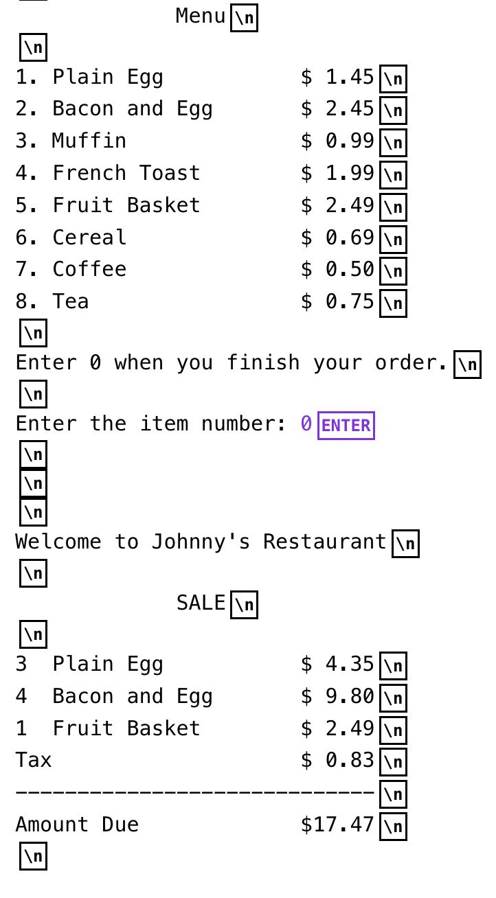 Write a program to help a local restaurant automate | Chegg.com