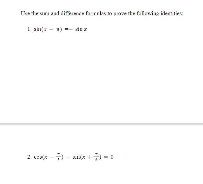Solved Use the sum and difference formulas to prove the | Chegg.com