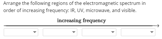 Solved Arrange the following regions of the electromagnetic | Chegg.com