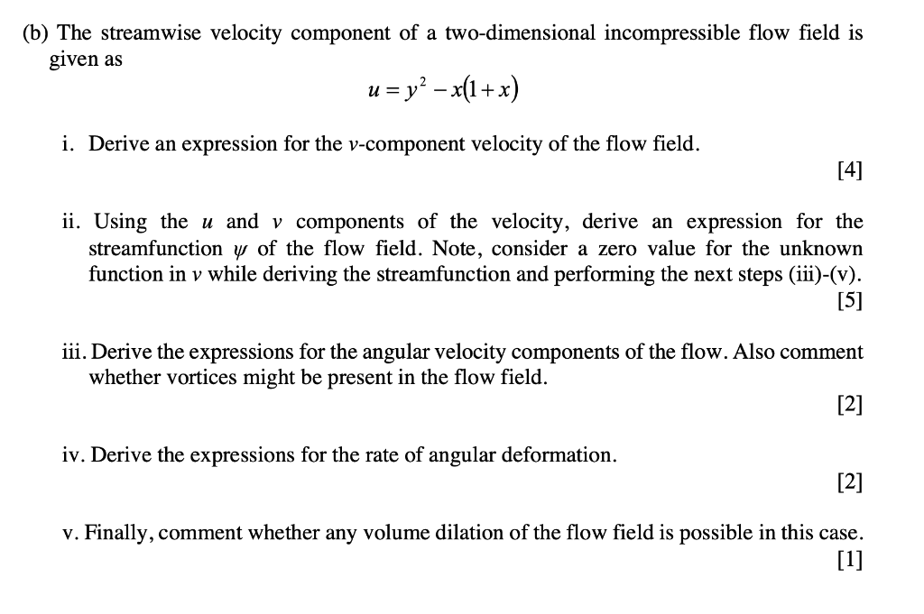Solved (b) The streamwise velocity component of a | Chegg.com