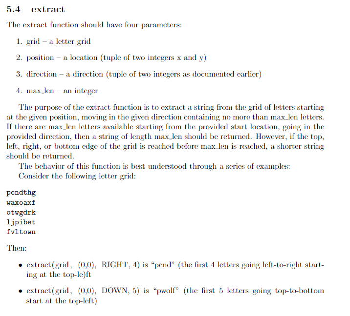 Solved 5.4 extract The extract function should have four | Chegg.com