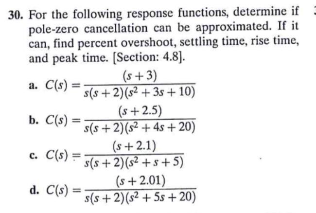 Solved 30. For the following response functions, determine | Chegg.com